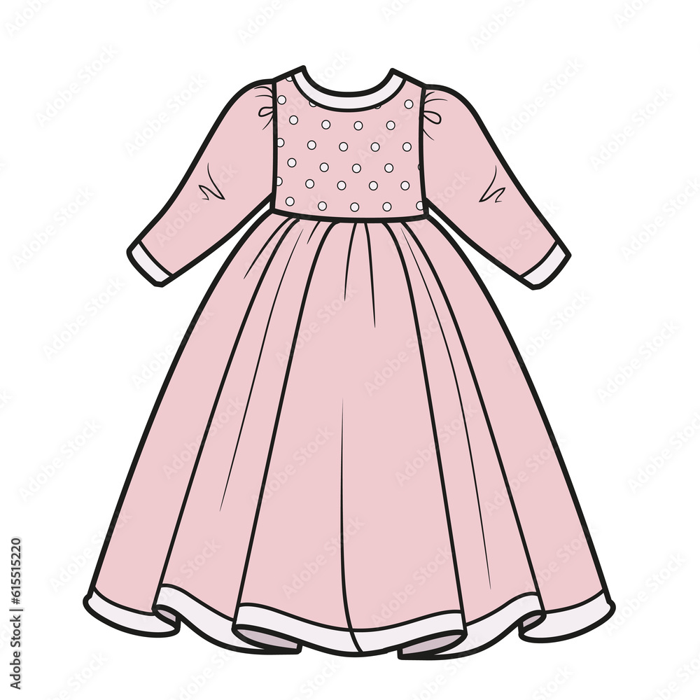 Beautiful lush dress color variation for coloring page on a white ...