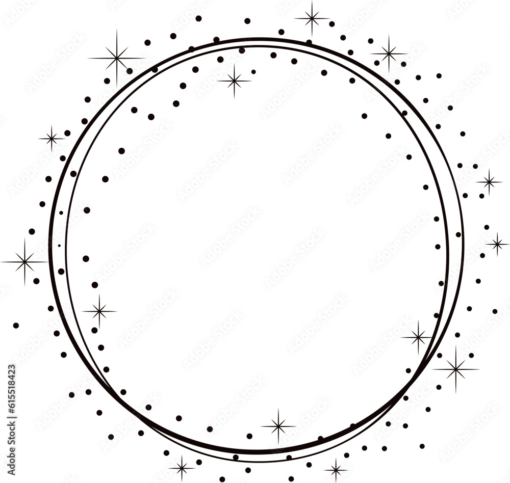 Photo & Art Print Circle frame with shiny stars minimal monochrome ...