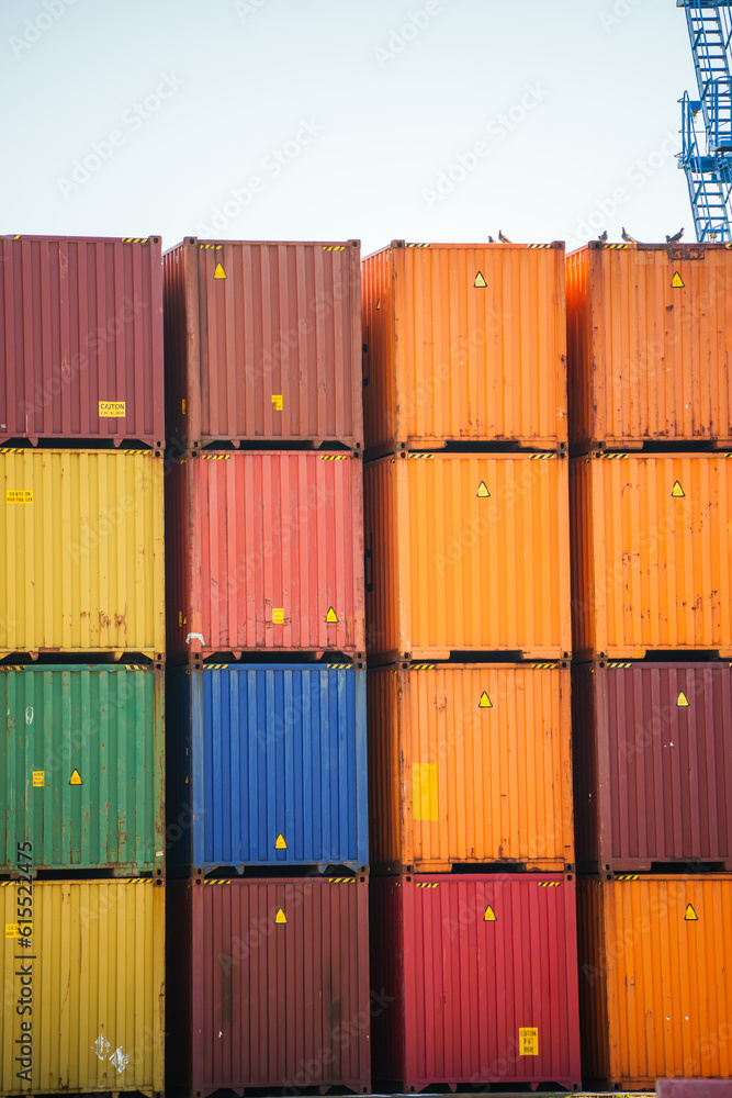 Shipping containers stacked Stock Illustration | Adobe Stock