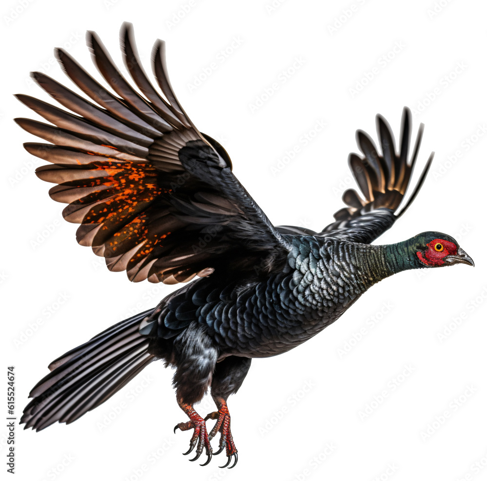 Flying capercaillie isolated on the transparent background PNG. AI ...