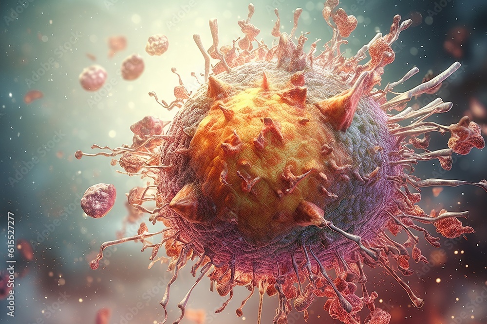 damaged and disintegrating cancer cell created by generative AI Stock ...