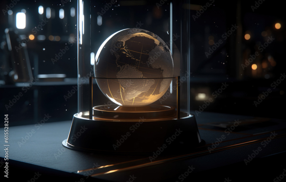Crystal ball of the planet Earth in a lab created with Generative AI ...