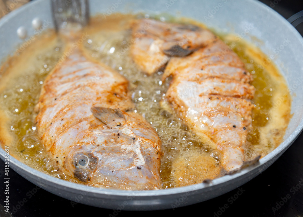Clean and seasoned Peroá fish (Balistes capriscus) . Typical fish from ...