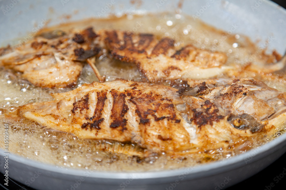 Clean and seasoned Peroá fish (Balistes capriscus) . Typical fish from ...