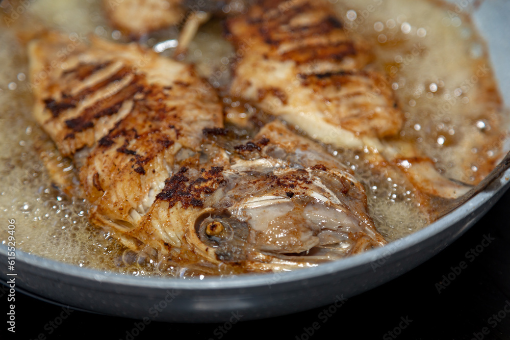 Clean and seasoned Peroá fish (Balistes capriscus) . Typical fish from ...