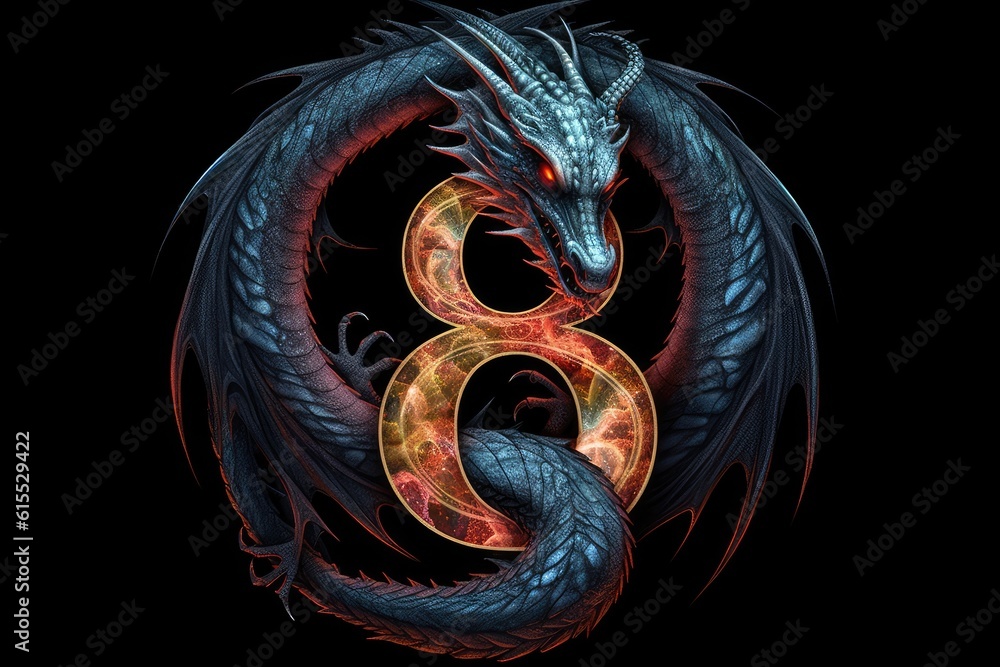 Lucky Number Eight and Chinese Dragons concept for Year of the Dragon ...