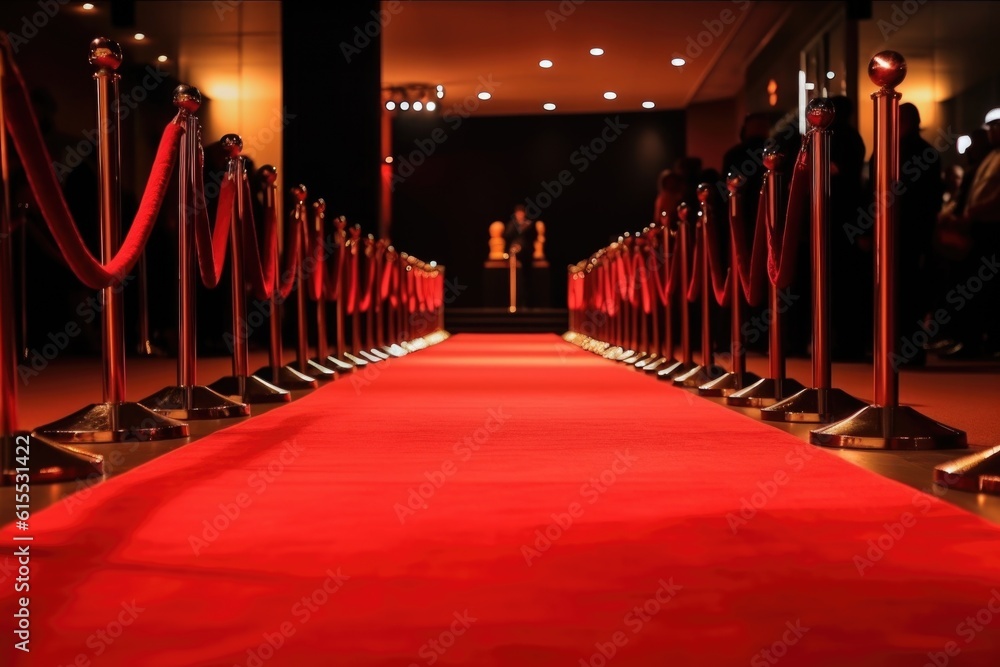 a red carpet rolled out at a well-known film festival, with the iconic ...