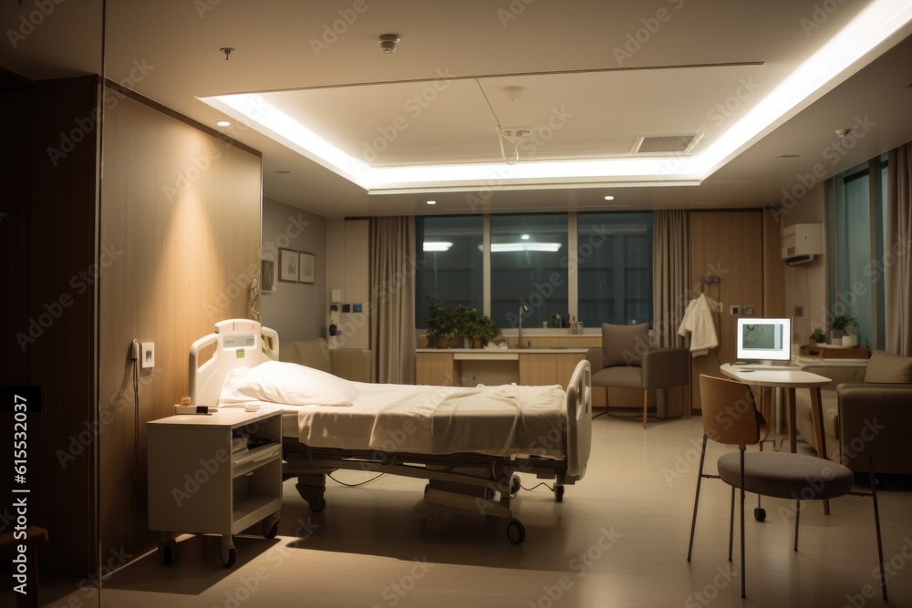 smart lighting solution for hospital room, with dimmed lights and ...