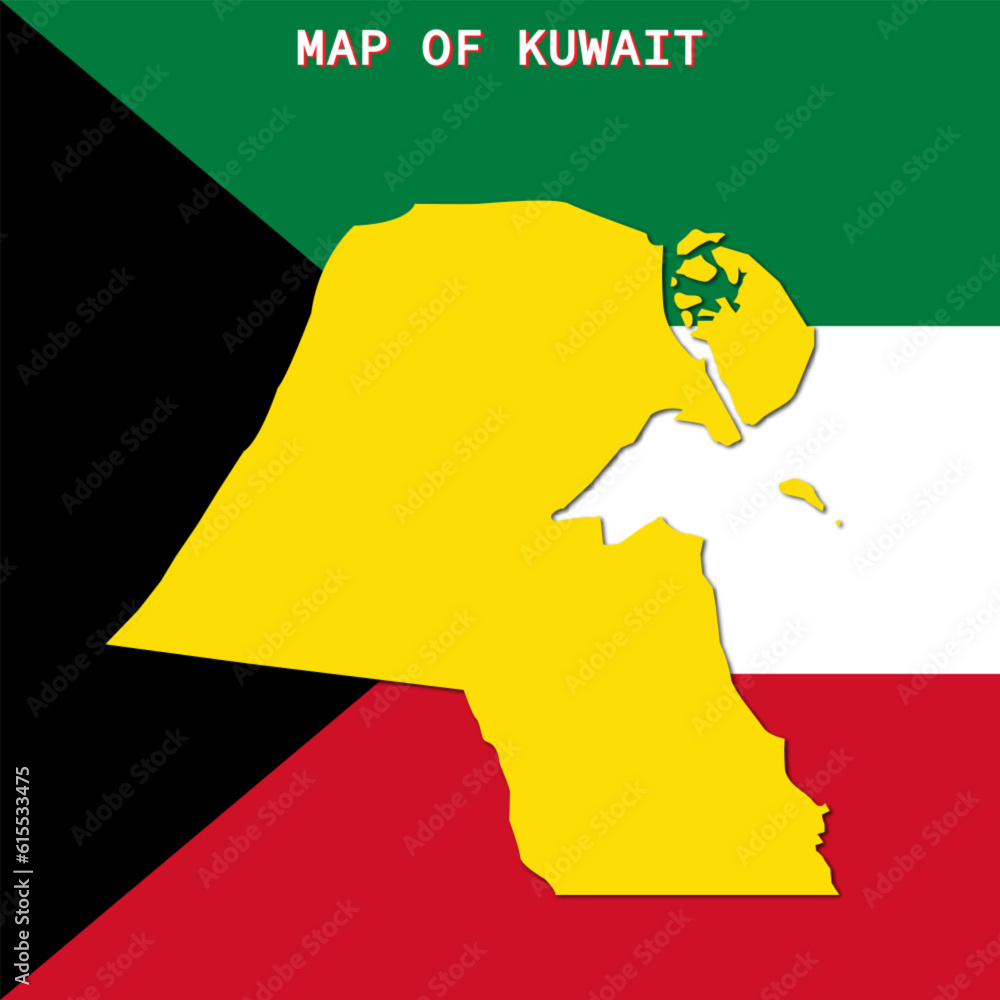 vector map of Kuwait with flag background Stock Vector | Adobe Stock