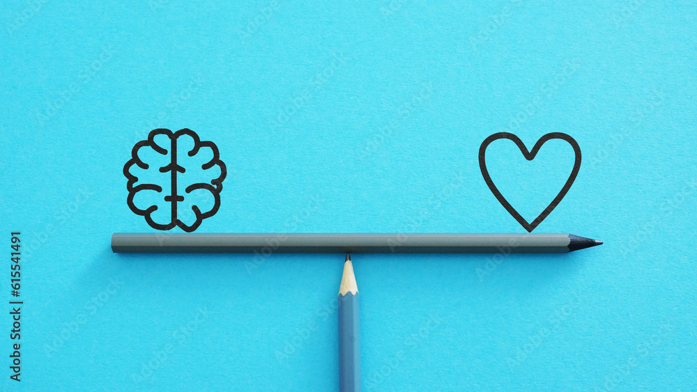 Heart and Brain concept, conflict between emotions and rational ...