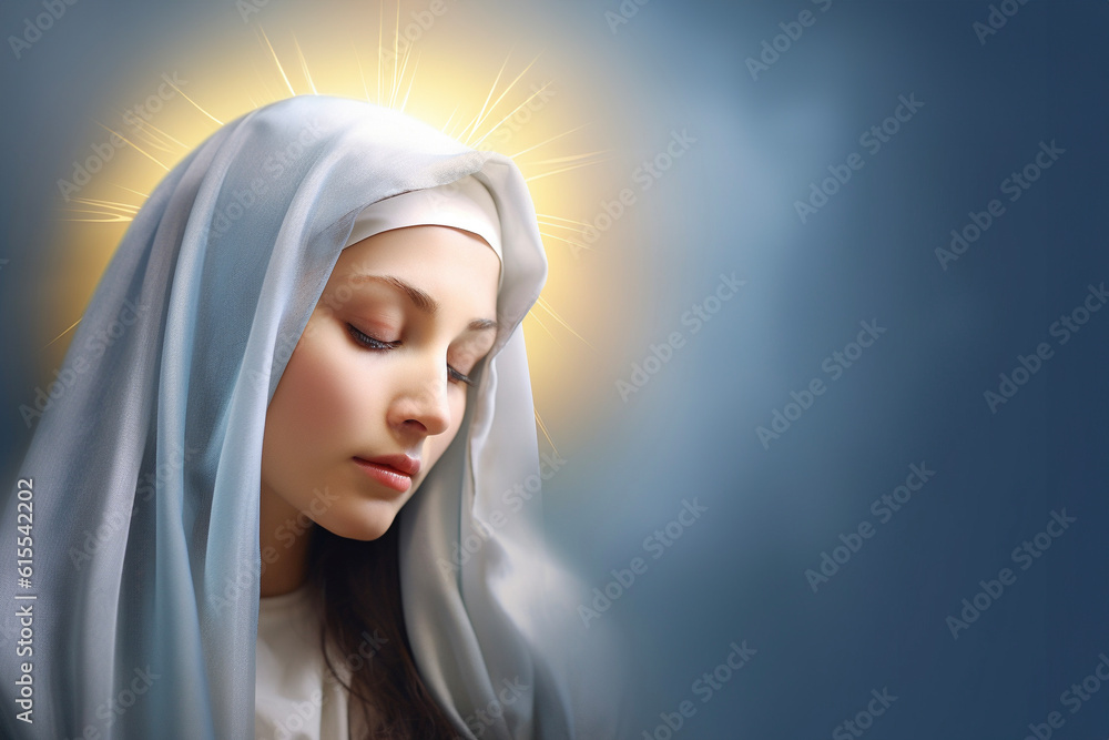 Virgin Mary. Our Lady of Grace with abstract background. Religion ...