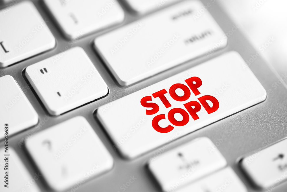 Stop COPD text button on keyboard, medical concept background Stock ...
