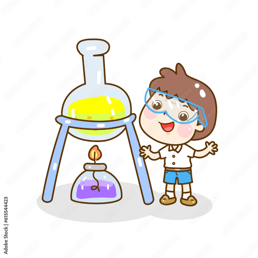 Cartoon kids learning science classroom. Stock Vector | Adobe Stock