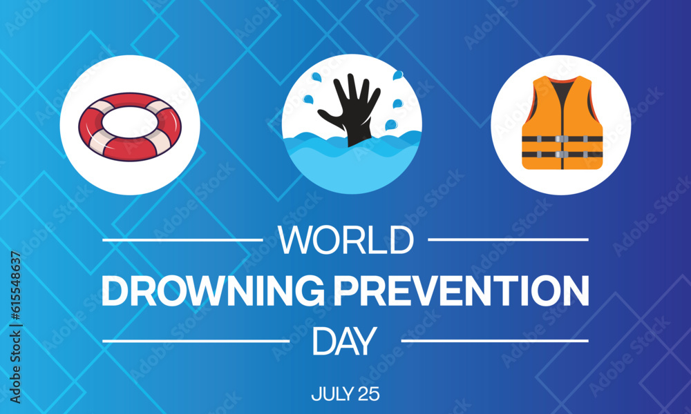 World Drowning Prevention Day design. It features a drowning hand, a ...