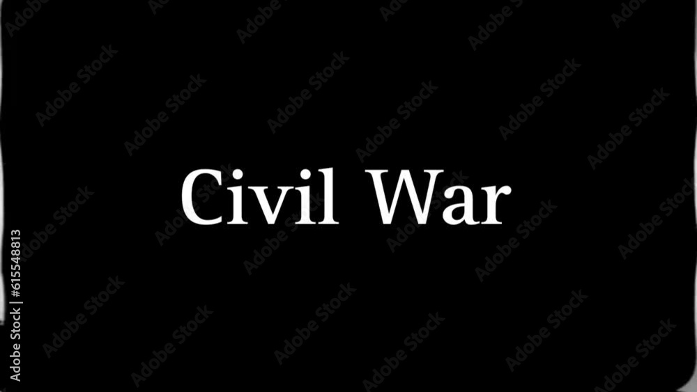 Civil War Word on Noisy Old Film Look Overlays Roll Running Screen. Old ...