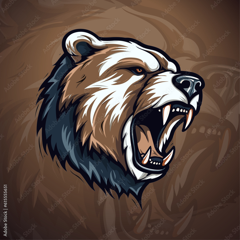 Aggressive Grizzly Bear Logo: Impactful Vector Graphic for Dynamic ...