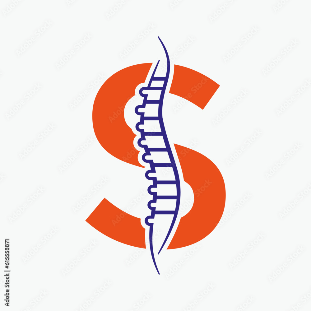 Letter S Orthopedic Health Bone Logo Design With Back Bone Icon. Bone ...