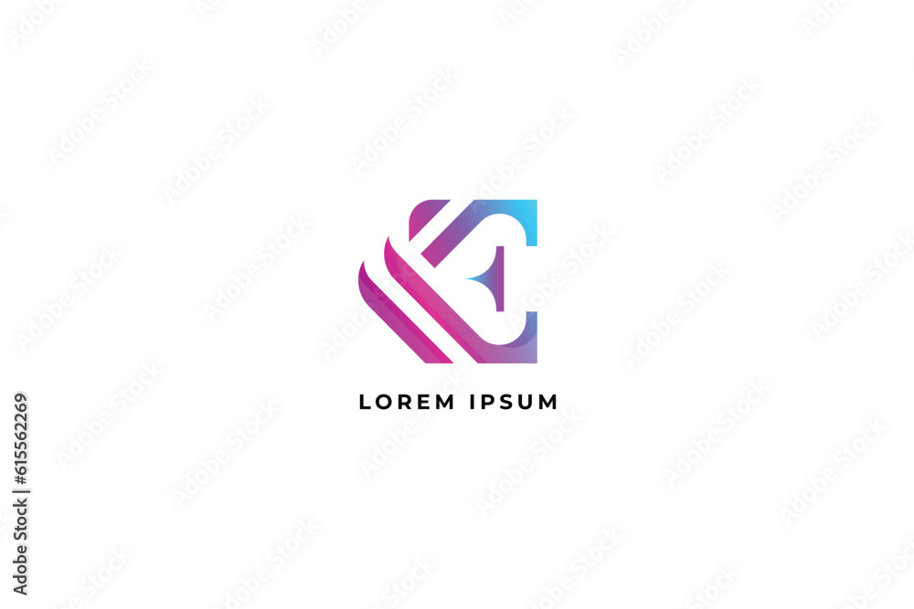 dynamic Ke letter brand design modern style creative wordmark design ...