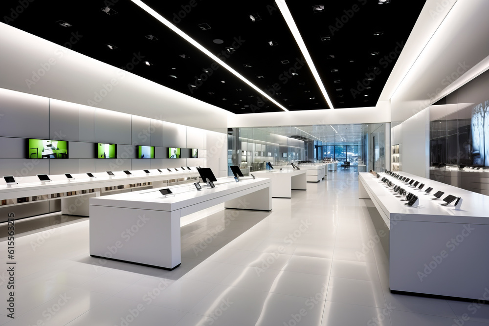 Modern Contemporary Interior of a Consumer Electronics Store with a ...