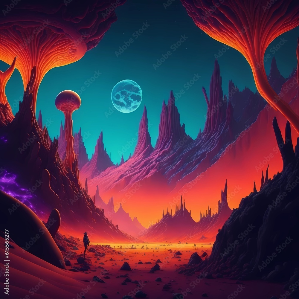 "Step into an alien landscape, where peculiar shapes and vibrant colors ...