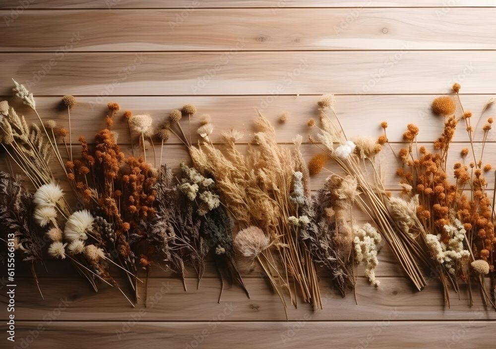 Dried flowers on the corner of the multiplex background. Created with ...
