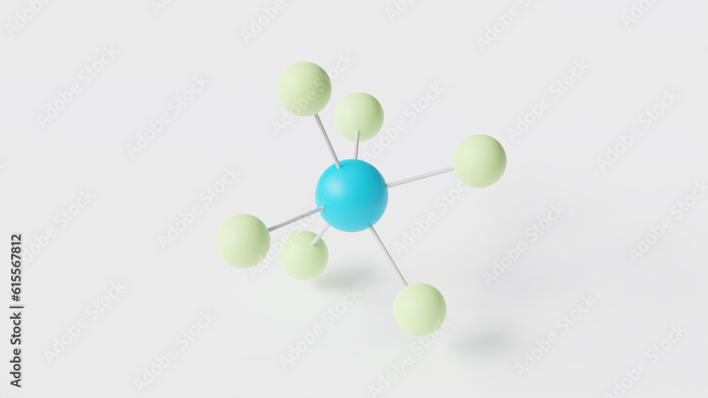 uranium hexafluoride molecule 3d, molecular structure, ball and stick ...