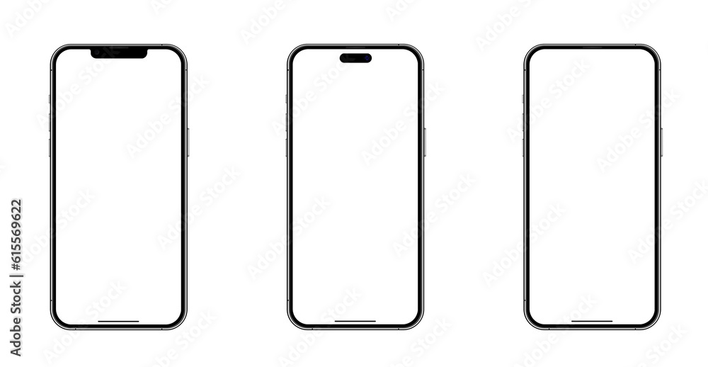 iPhone Mockup set of ios 16 Template on Transparent Background , Mock ...