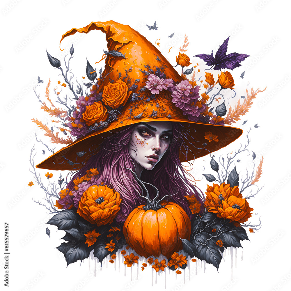 Watercolor Witch Clipart , Witchcraft Clip art, Witch wearing a hat ...