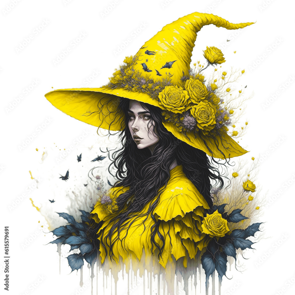 Watercolor Witch Clipart , Witchcraft Clip art, Witch wearing a hat ...