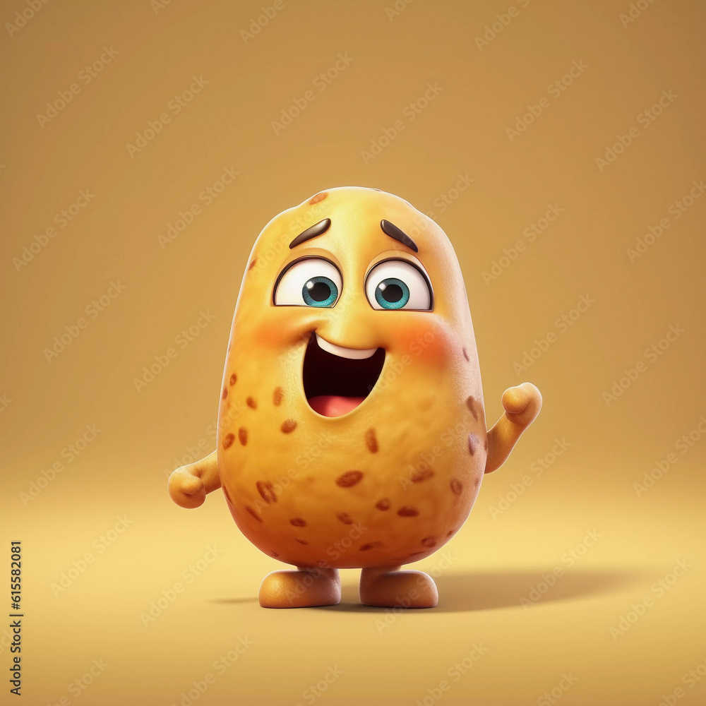 Cute Potato Happy Cartoon Character Stock Illustration | Adobe Stock