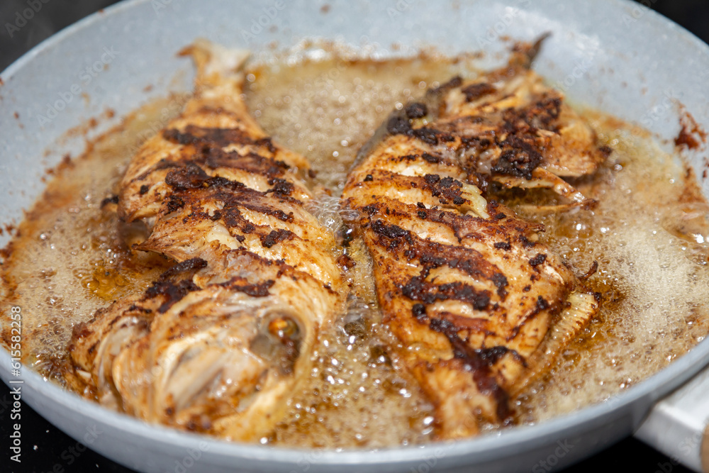 Clean and seasoned Peroá fish (Balistes capriscus) . Typical fish from ...