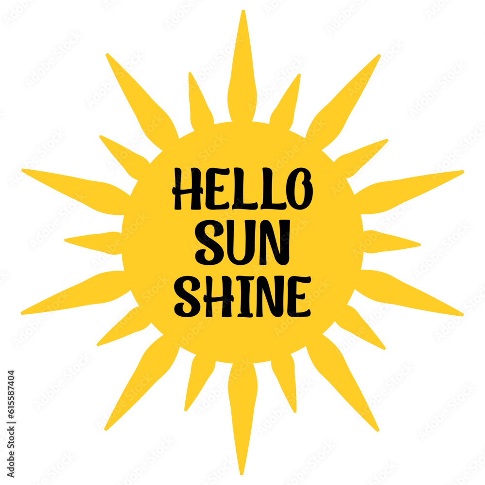 hello sunshine summer theme quote vector logo design,summer camp logo ...