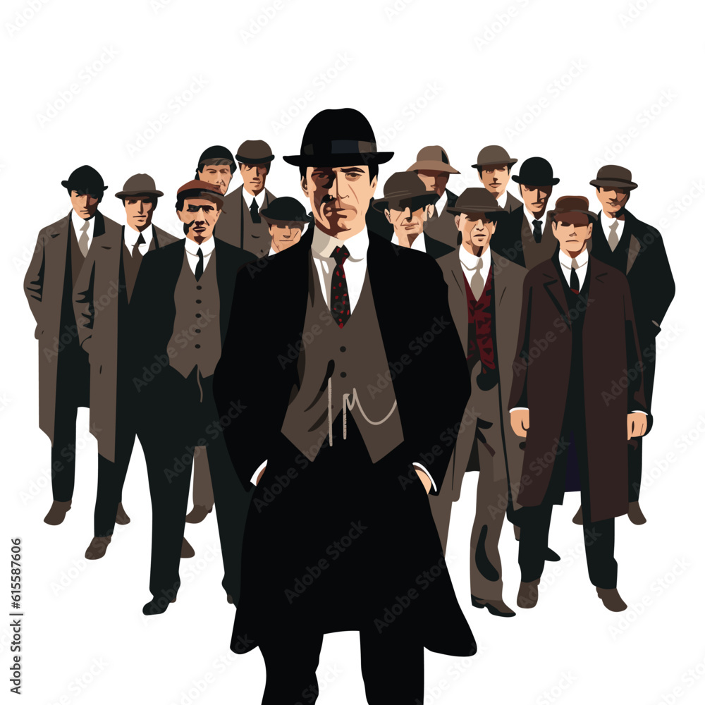Gangster Style Group Of Men A Group Of Men In Peaky Isolated gangster-style-group-of-men-a-group-of-men-in-peaky-isolated
