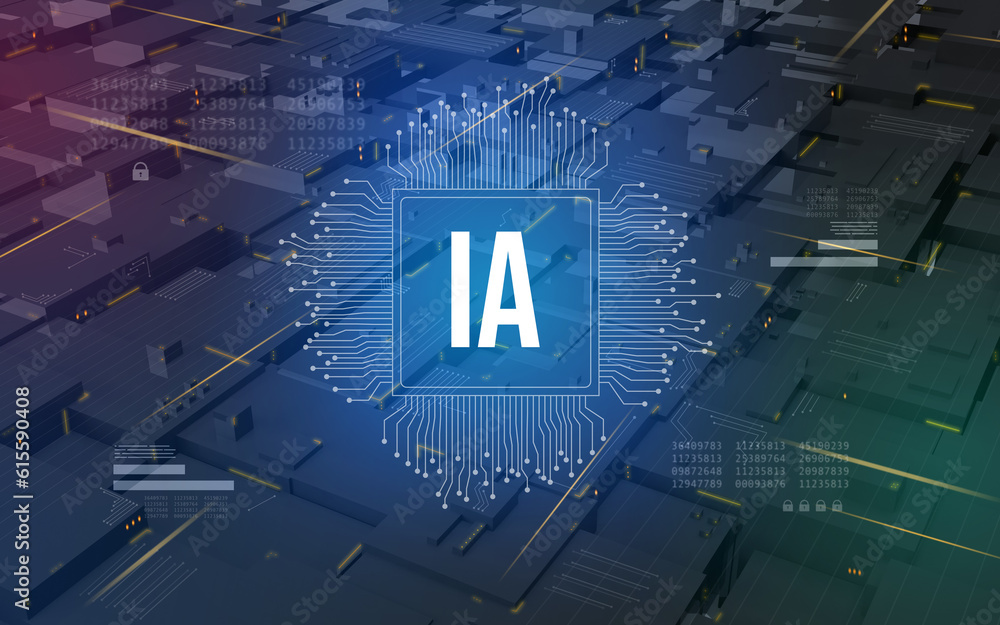 IA, concepto de inteligencia artificial, ilustración 3d. Render. Imagen ...