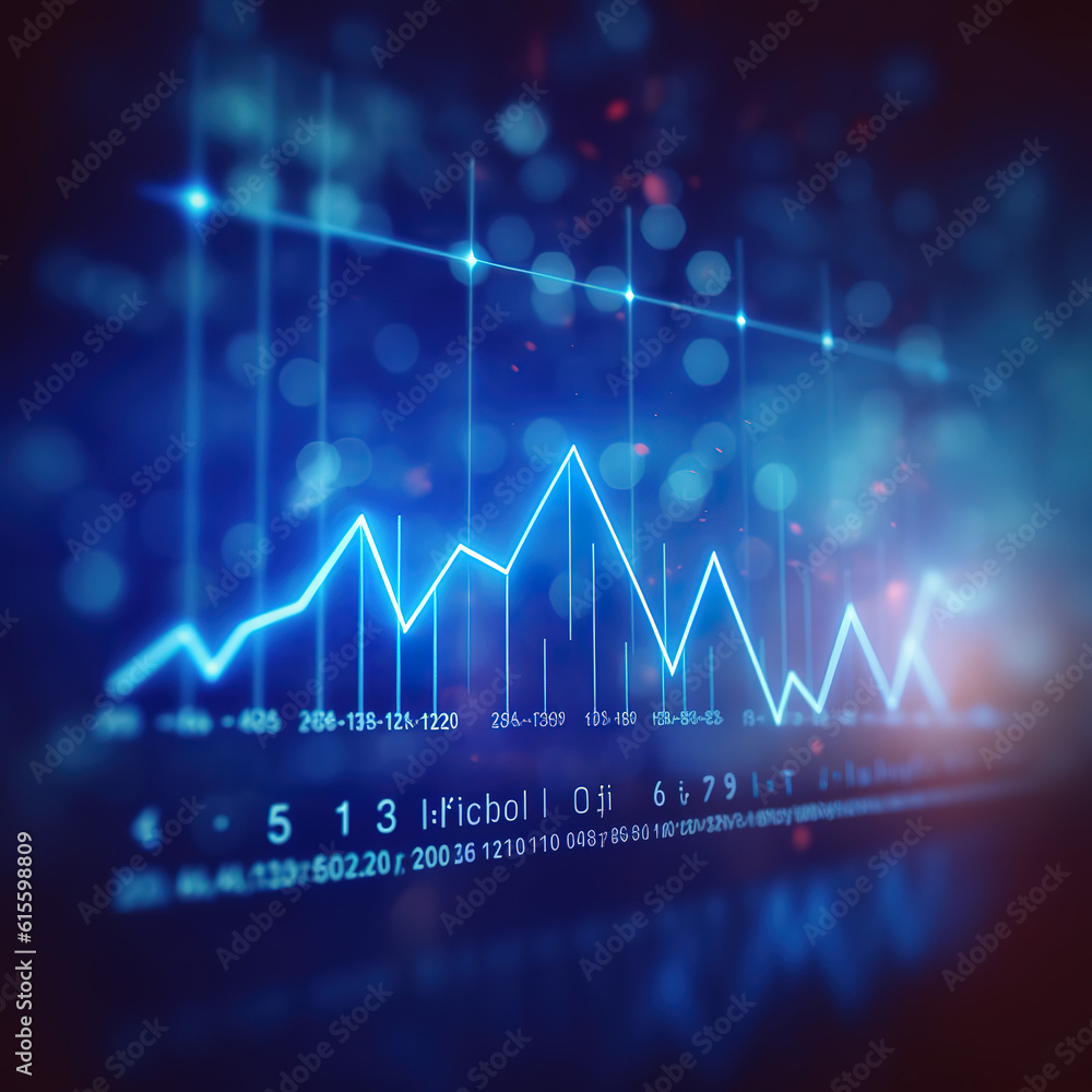Positive sales forecast line chart with a blurred blue, statistics view ...