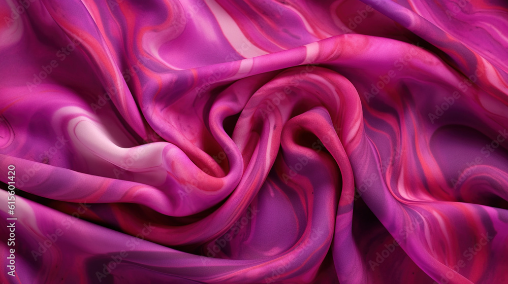 silk fabric with a bacterial pattern printed on it. Textile material ...