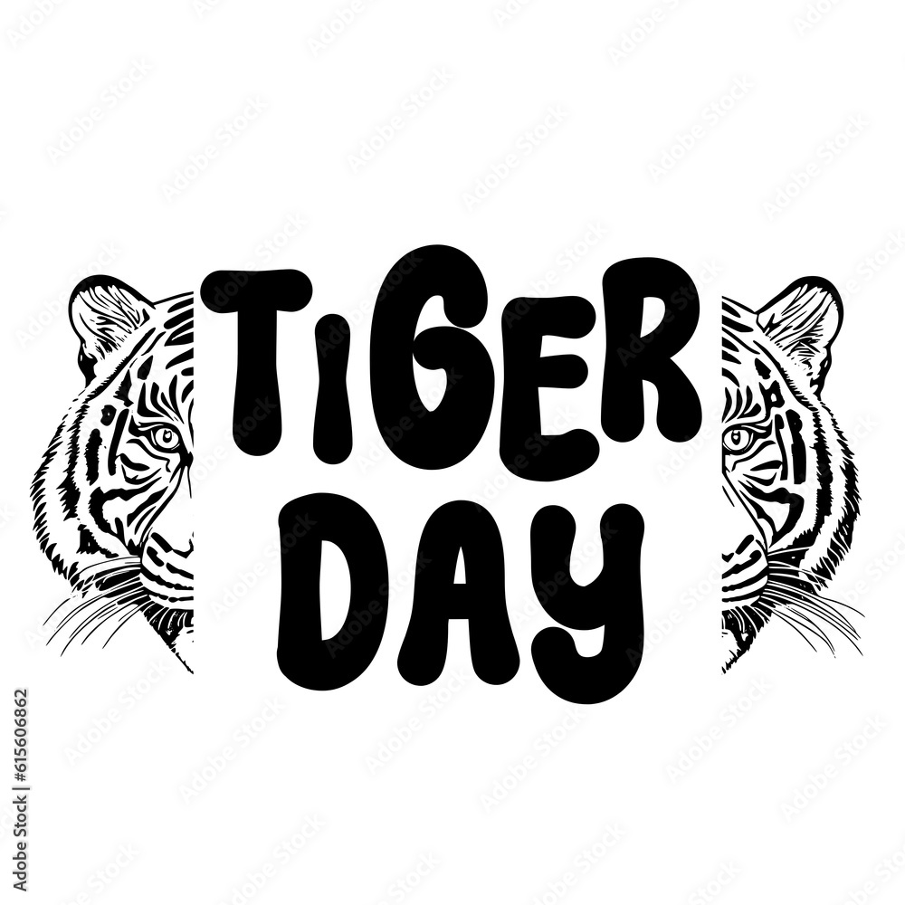 Tiger Day text typography, calligraphy, lettering inscription clipart ...