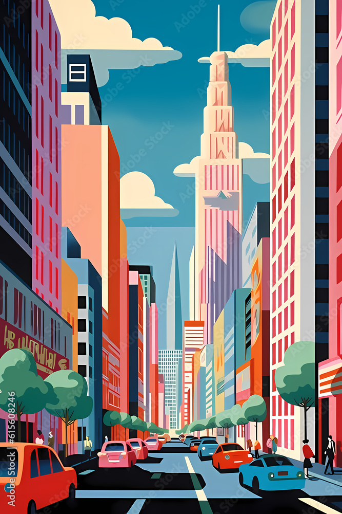Urban streetscape, skyscrapers, city, INSPIRED by Paul Catherall and ...