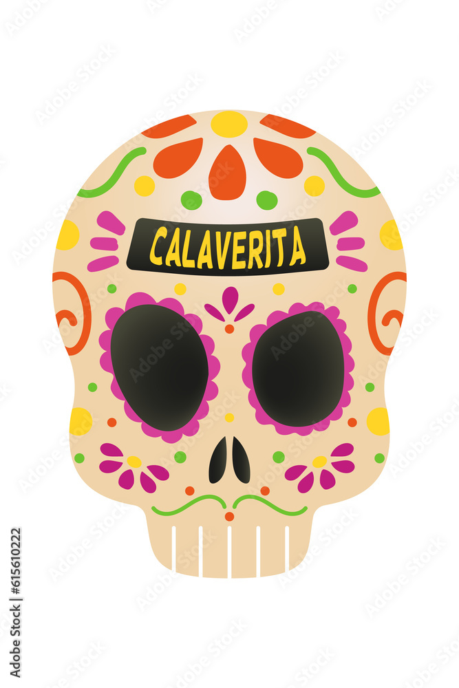 Ilustración de calaverita de azúcar de día de muertos con transparencia ...