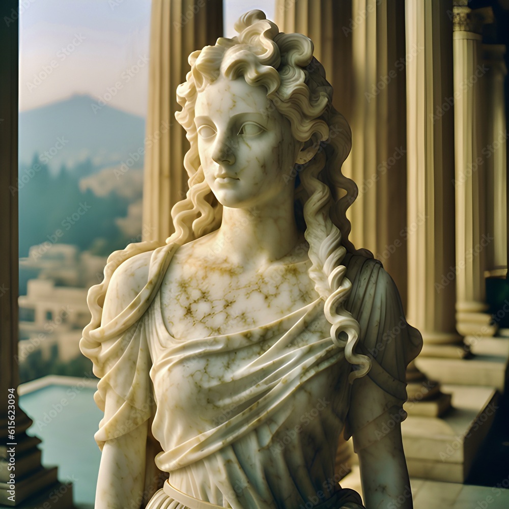 Foto de Image of a white marble statue of a young woman with alabaster ...