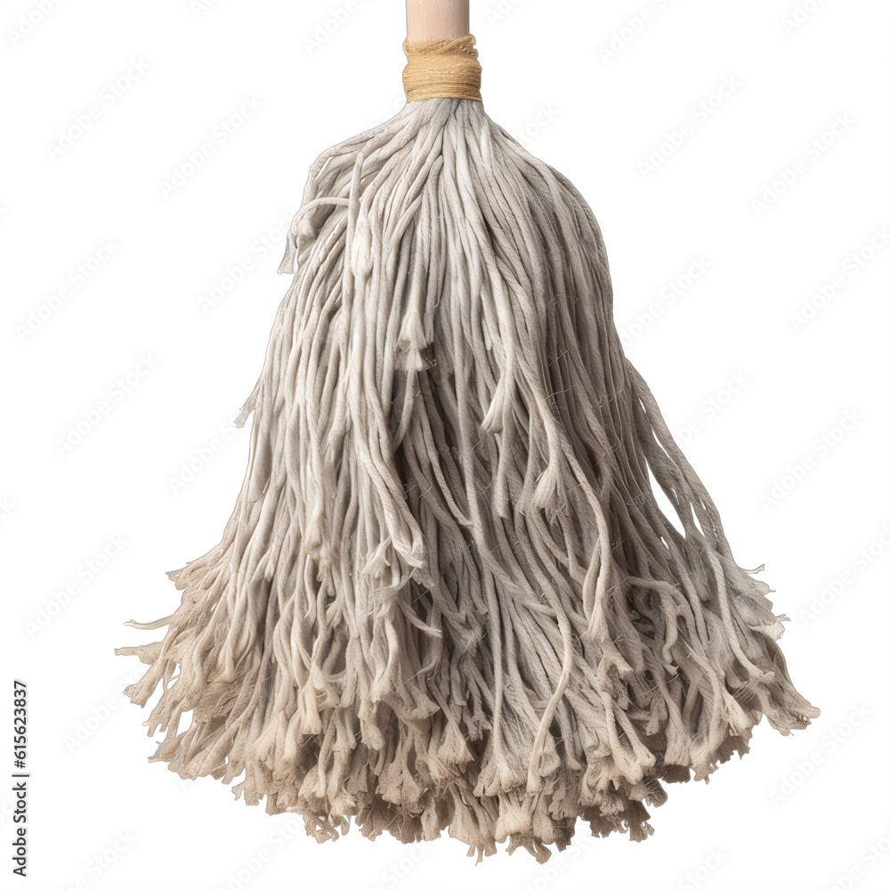 A white mop with a wooden handle on a transparent background png ...