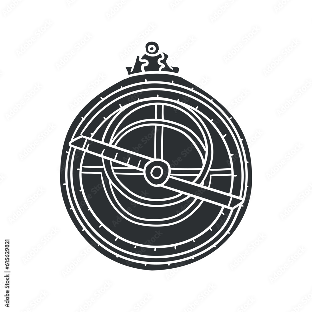 Vecteur Stock Astrolabe Icon Silhouette Illustration. Vintage Travel ...