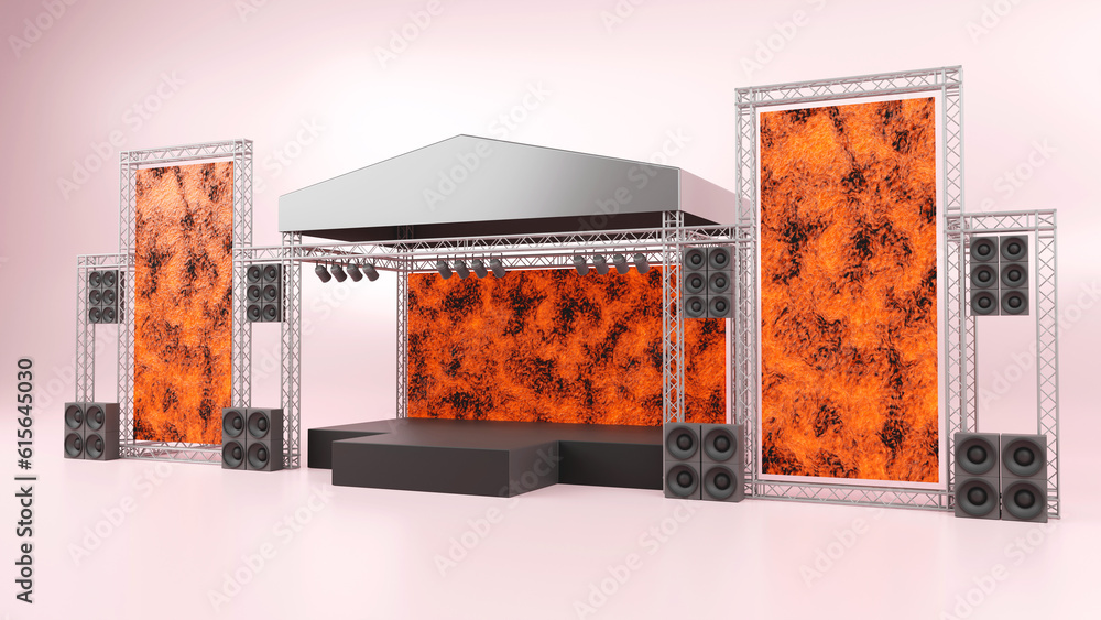 3d rendering of outdoor stage rigging truss with light and sound system ...