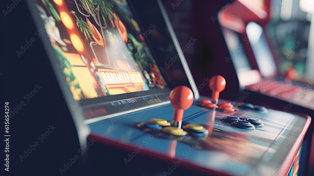 Arcade machine. This iconic symbol of video gaming culture represents ...