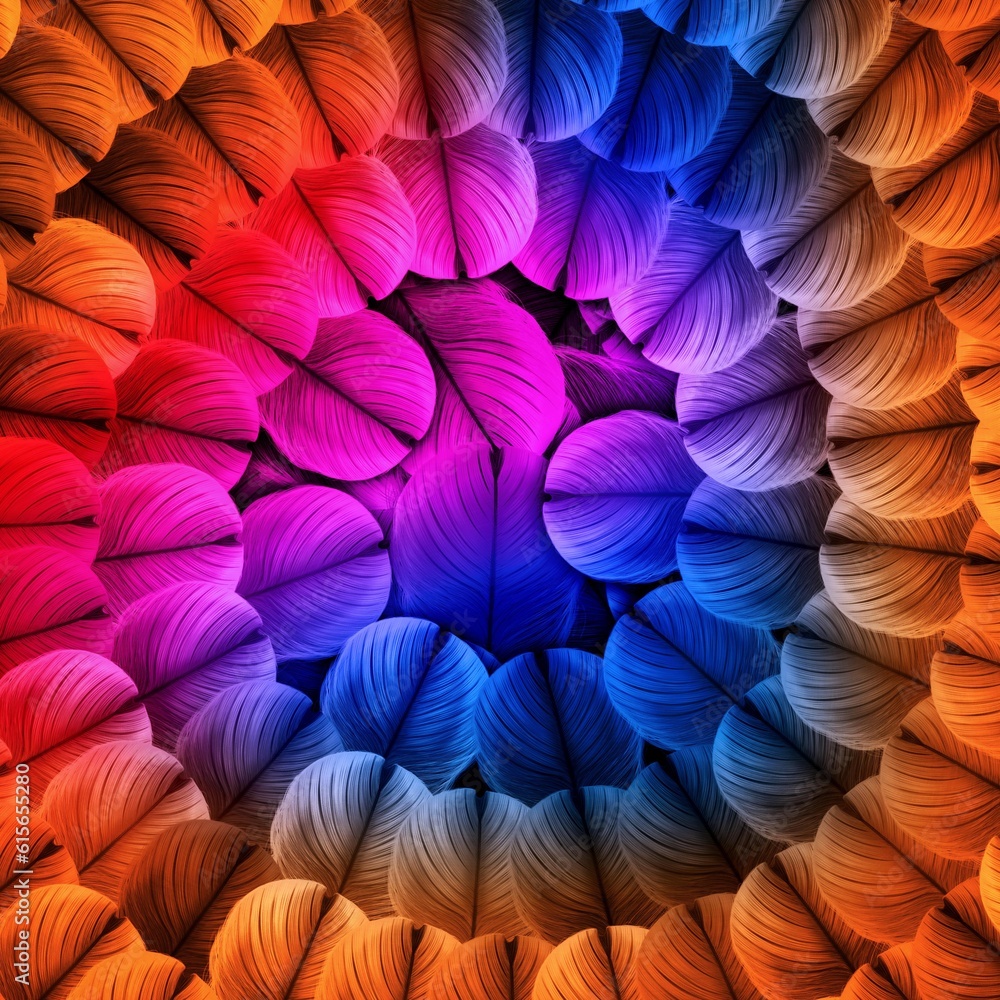 Colorful Feathers In Different Shapes And In Circle Sequence Pattern Using Illustration Art