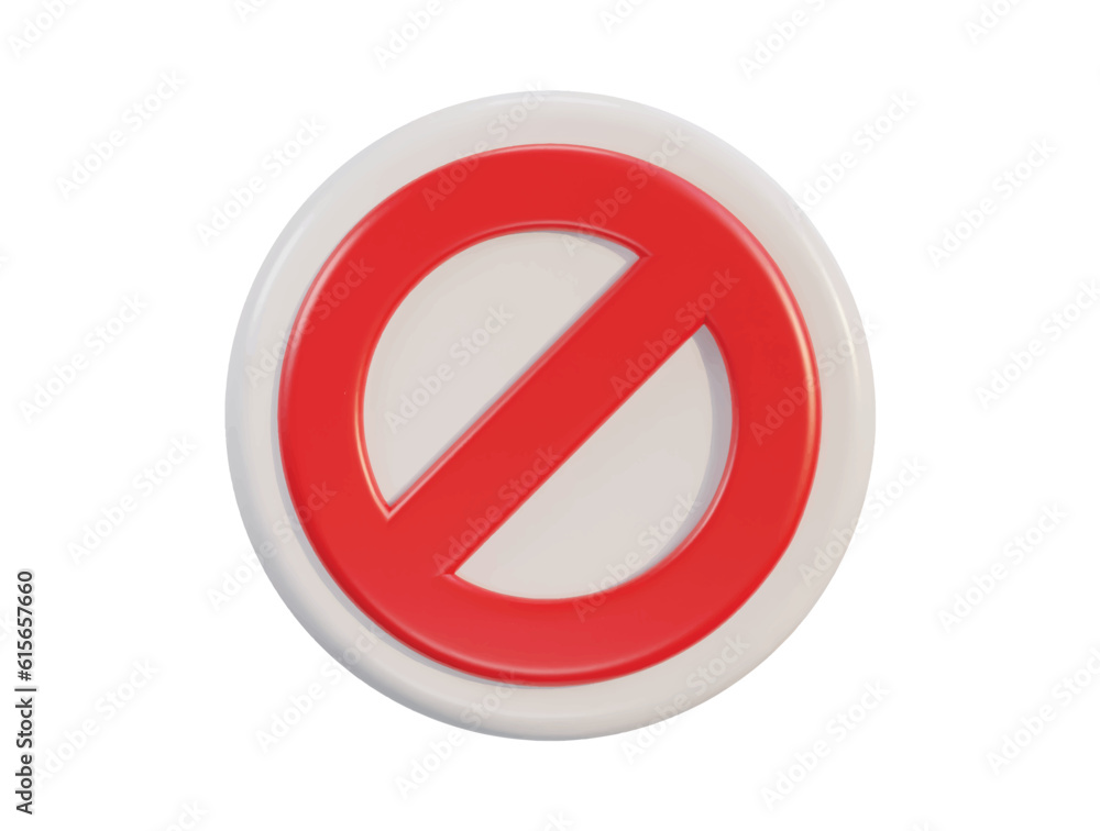 3d vector red prohibited sign no icon warning or stop symbol safety ...