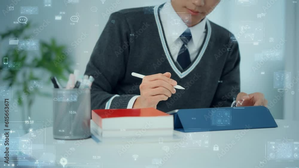 Students studying with tablets and digital data concept. Stock Video ...