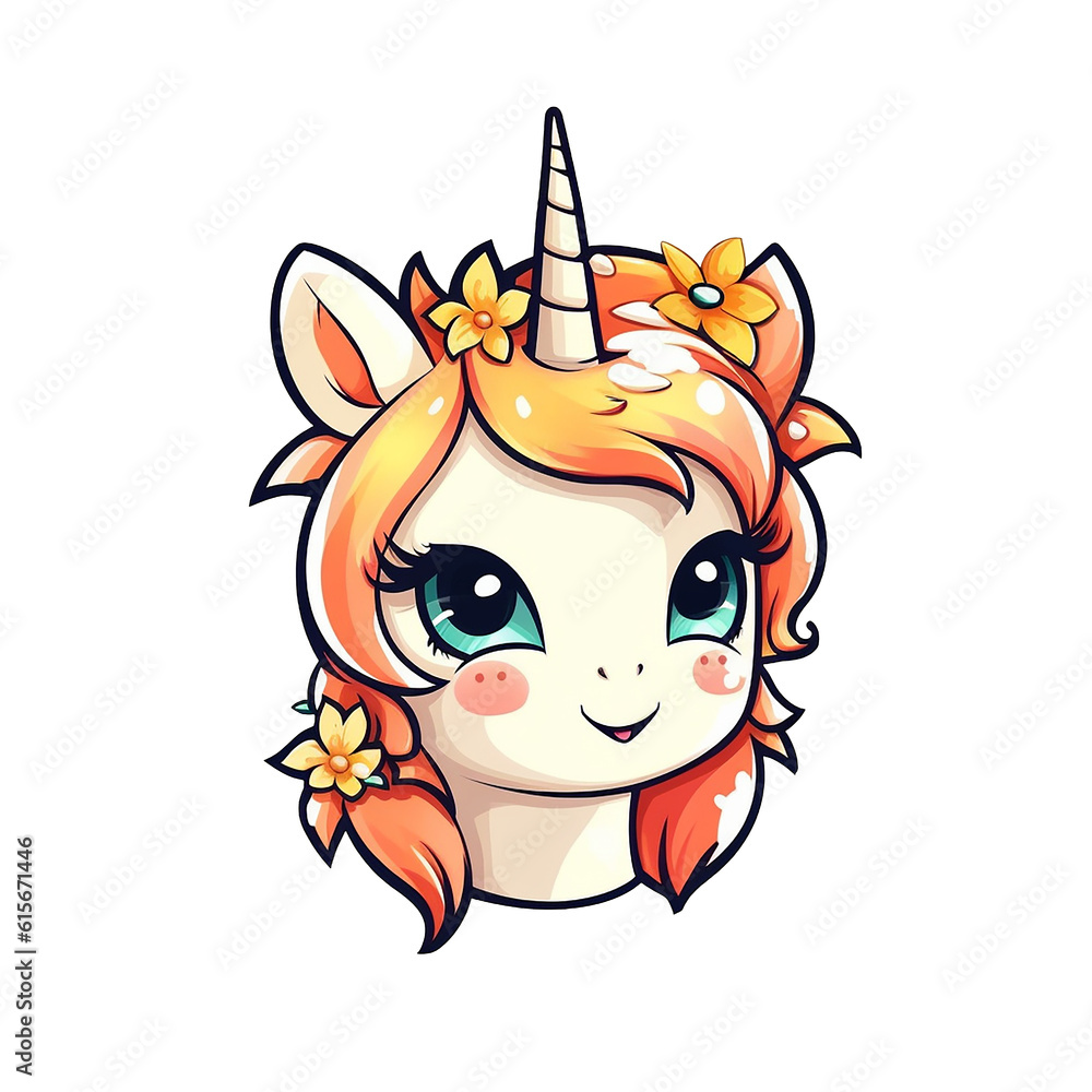Cute unicorn horse pony isolated on transparent background, generative ...