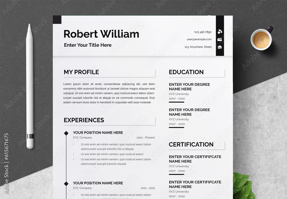 CV Resume Stock Template | Adobe Stock