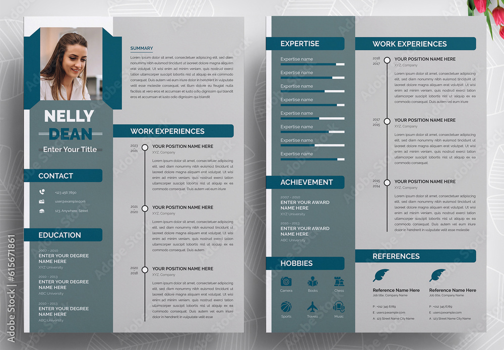 Modern Short Resume Layouts Stock Template | Adobe Stock